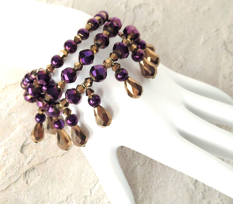 Gypsy Cuff Purple & Gold Crystal Wrap Bracelet Gold-plated | Etsy