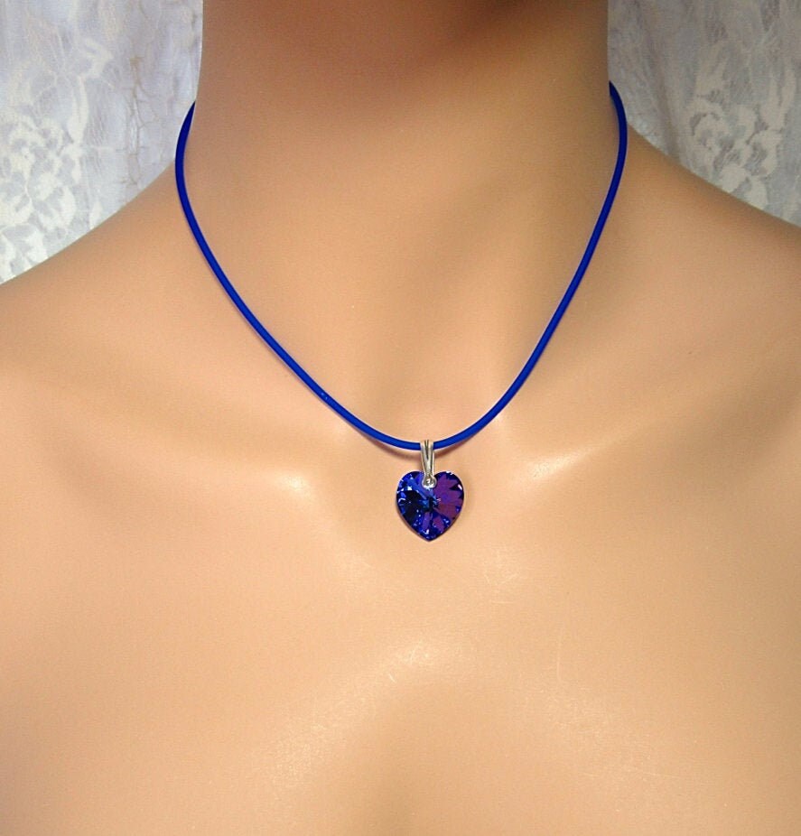 Ultra Violet Swarovski Crystal Heart Pendant Choker Purple - Etsy