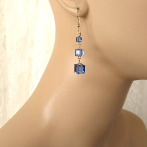 Royal Blue Swarovski Crystal Cube Drop Earrings - 14K Gold Filled - Etsy