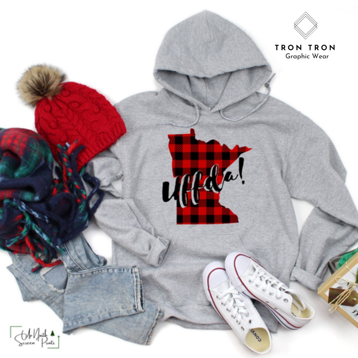 Uffda buffalo plaid Minnesota Graphic Tee Shirt MN Uff da | Etsy