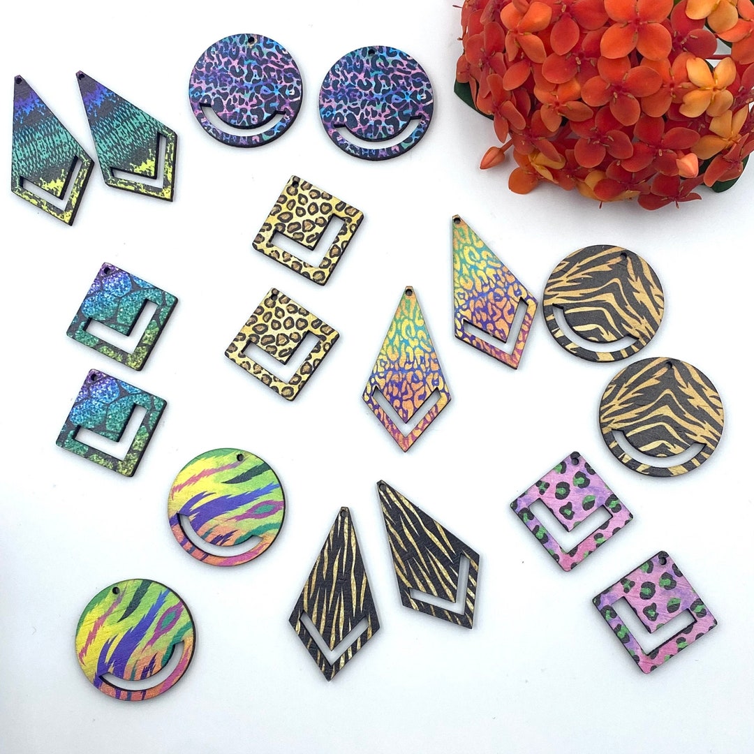 Printed Colour Macrame Timber Earring Blanks, Timber Earring Blanks ...