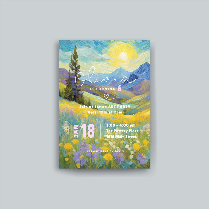 Van Gogh Art Party Invitation Template (digital) - Etsy