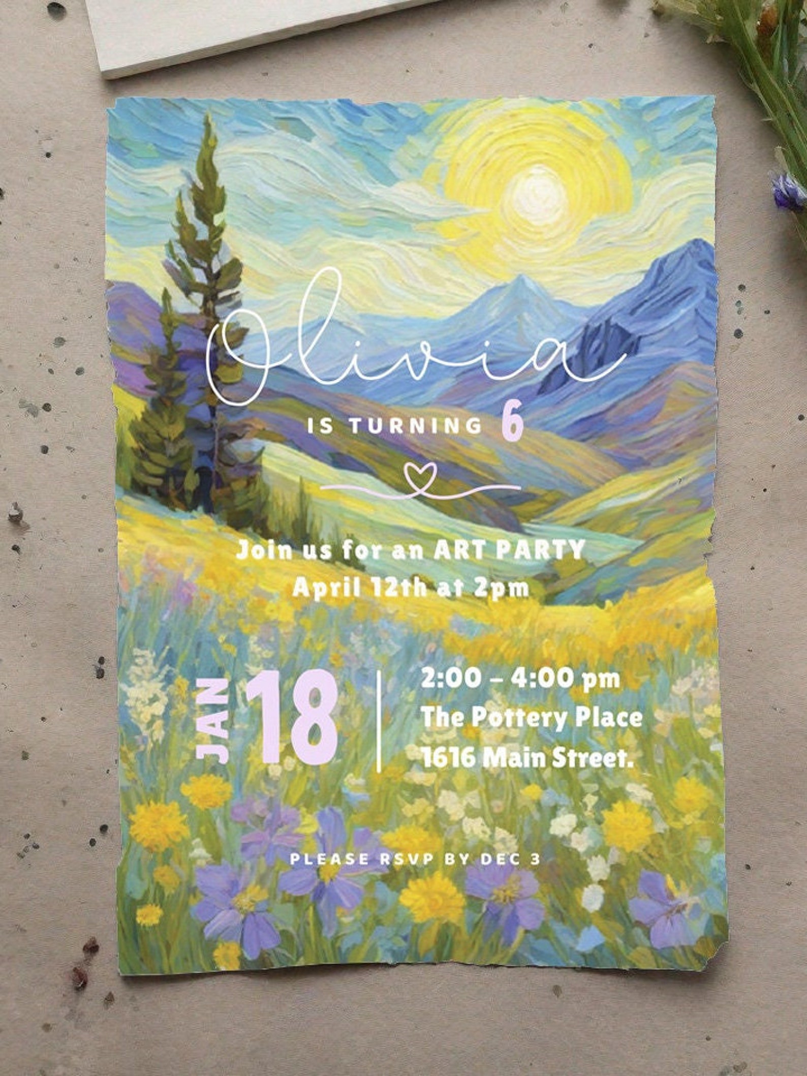 Van Gogh Art Party Invitation Template (digital) - Etsy
