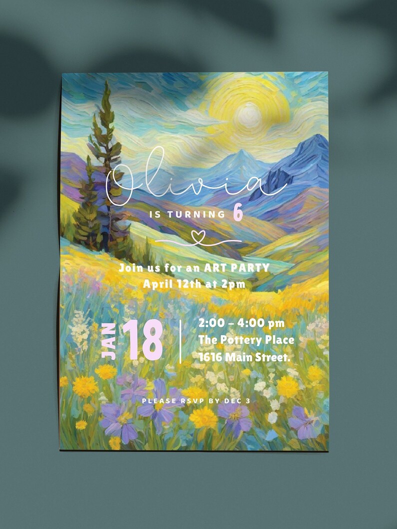 Van Gogh Art Party Invitation Template (digital) - Etsy