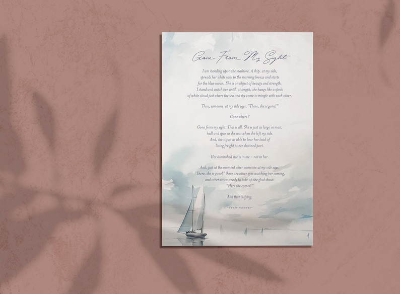 Gone From My Sight Poem Print: Sympathy Gift, Funeral Poem (digital ...