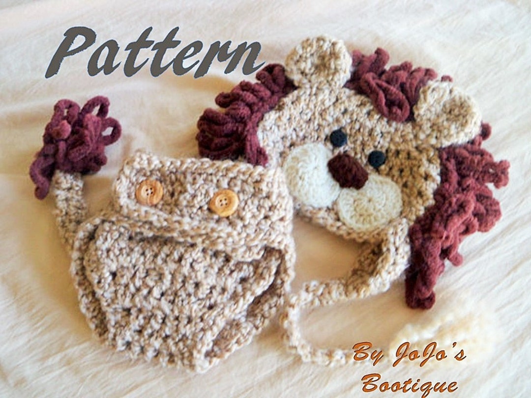 Crochet Baby Lion Costume PATTERN – Hat, Diaper Cover, Tail (PDF ...