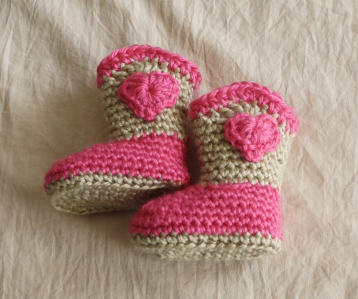 Crochet Cowboy Booties PATTERN – Baby Western Boots With Hearts (PDF ...