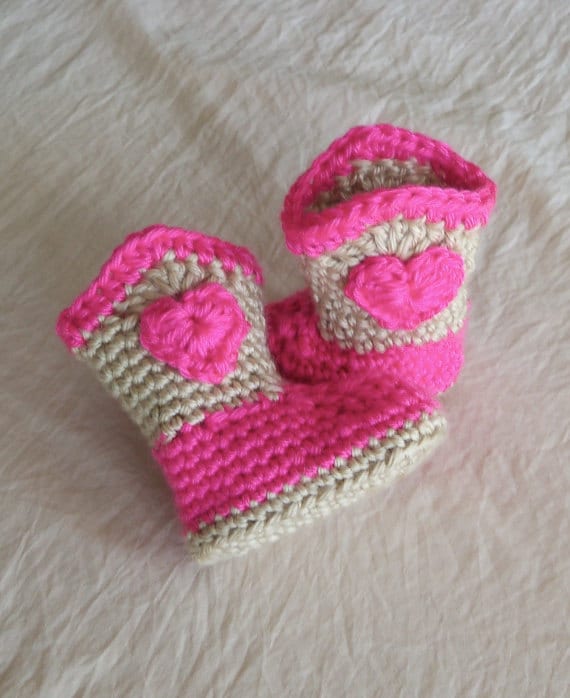 Crochet Cowboy Booties PATTERN – Baby Western Boots With Hearts (PDF ...
