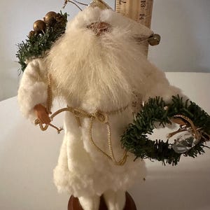Vintage Victorian White and Gold Santa Figure/ Ornament With Crystal, 7 ...