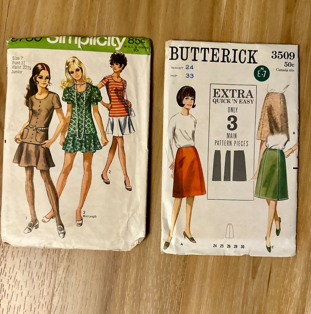 Vintage Simplicity 8780 and Butterick 3059 Sewing Patterns Size 7/8 ...