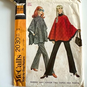 Vintage Mccalls 2030 Cape and Pants Pattern Size 16 Bust 38, Partially ...