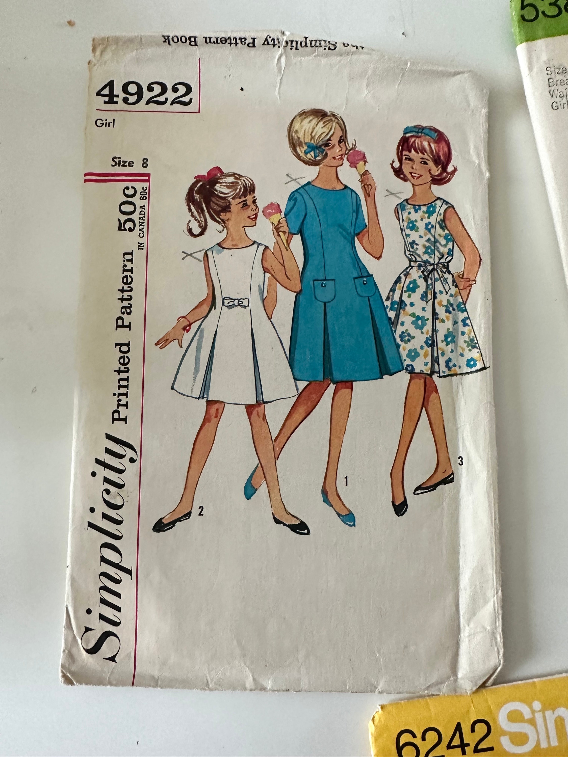 Vintage Girls Sewing Patterns Child Size 8, Lot of 3 Assorted Dress ...