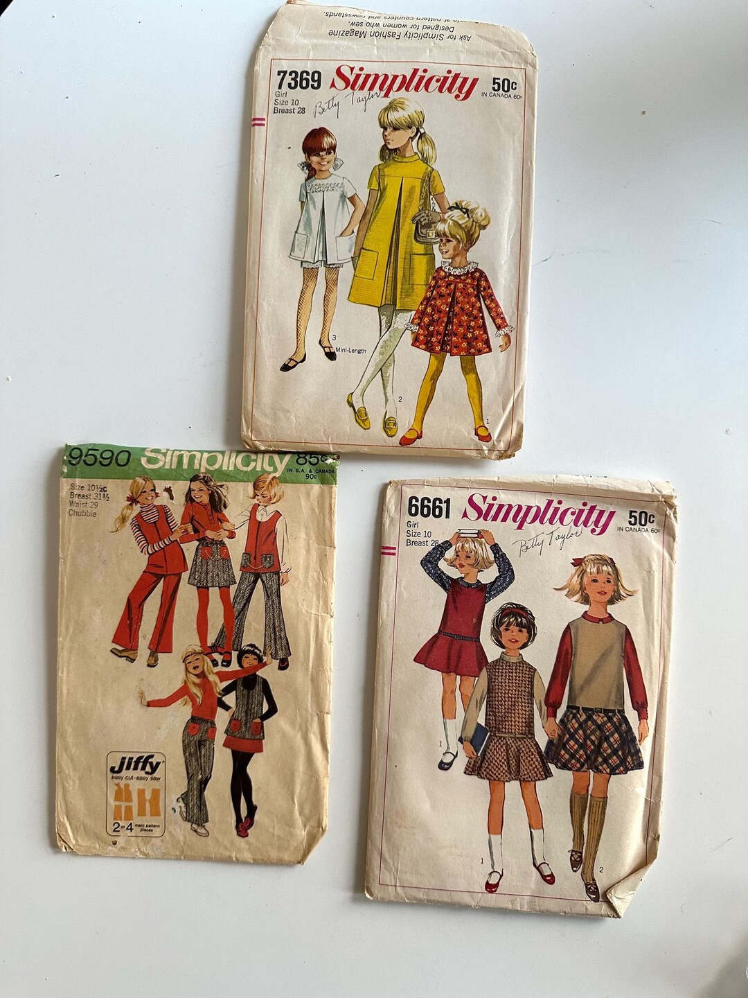 Vintage Girls Size 10 Sewing Patterns Child Lot of 3 Simplicity 6661 ...