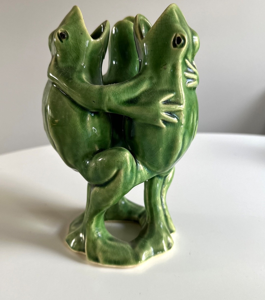 Vintage Trio of Frogs With Black Eyes Ceramic Bud Vase Container,japan ...