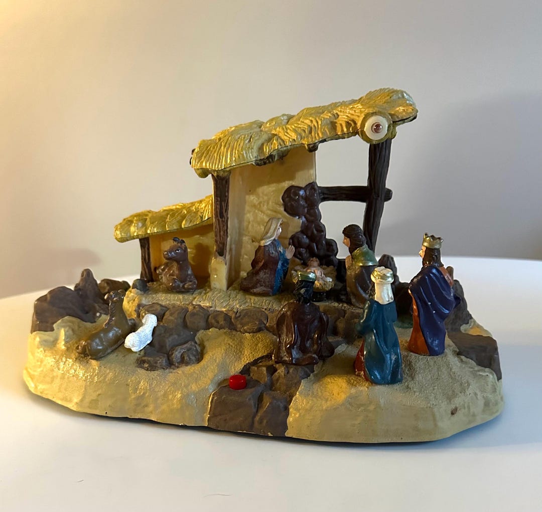 Vintage Nativity With Lights, Music and Narrated Story by Gemmy - Etsy