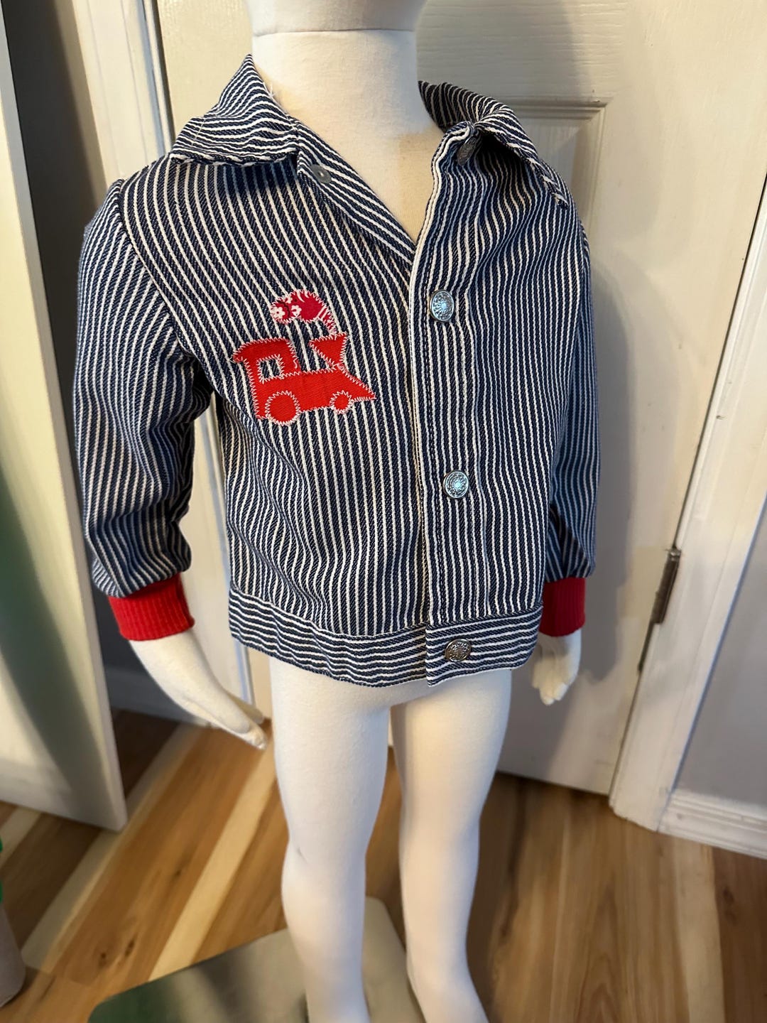 Vintage Baby Railroad Striped Jacket With Train Applique, Infant ...