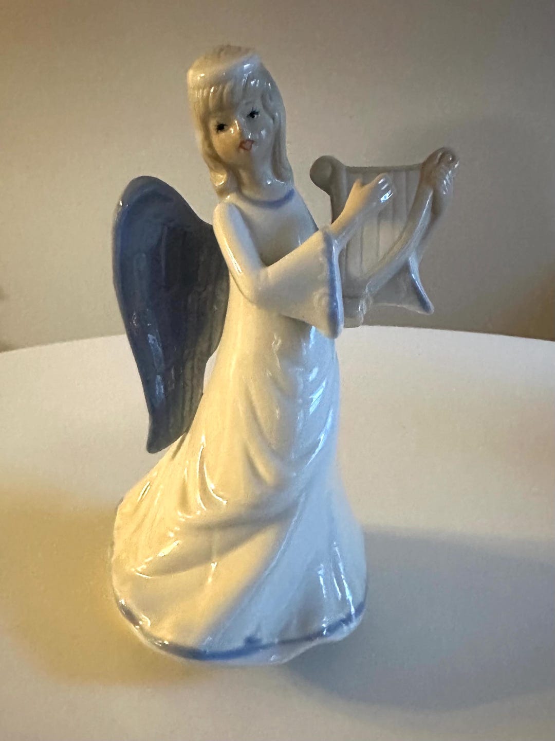Vintage Porcelain Angel Music Box, Mann Christmas Angel With Harp ...