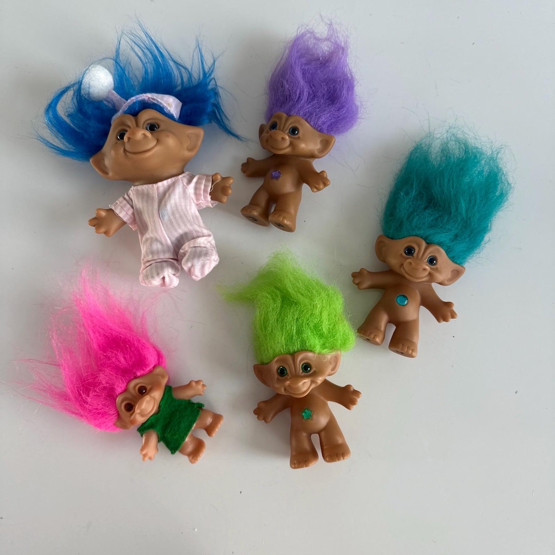 Vintage Troll Dolls Gem Belly Novelty Trolls Assorted Colors Lot of 5 ...