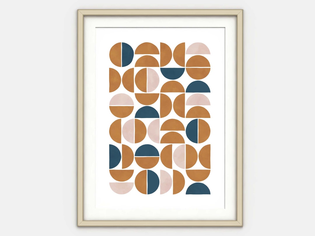 Geometric Half Circle Digital Print, Abstract Shapes and Pattern Wall ...