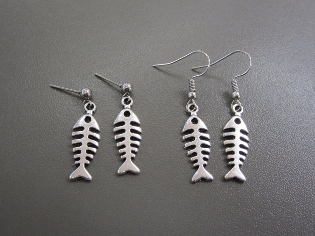 Fish Bone Earrings, Fish Earrings, Skeleton Earrings, Fish Skeleton ...