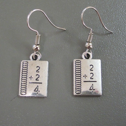Math Earrings Maths Earrings Sum Earrings Maths Book - Etsy