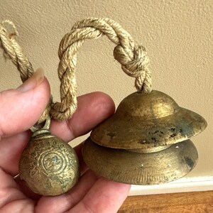 Antique Rope of India Brass Bells Prayer Temple Bells Numbered Bear ...