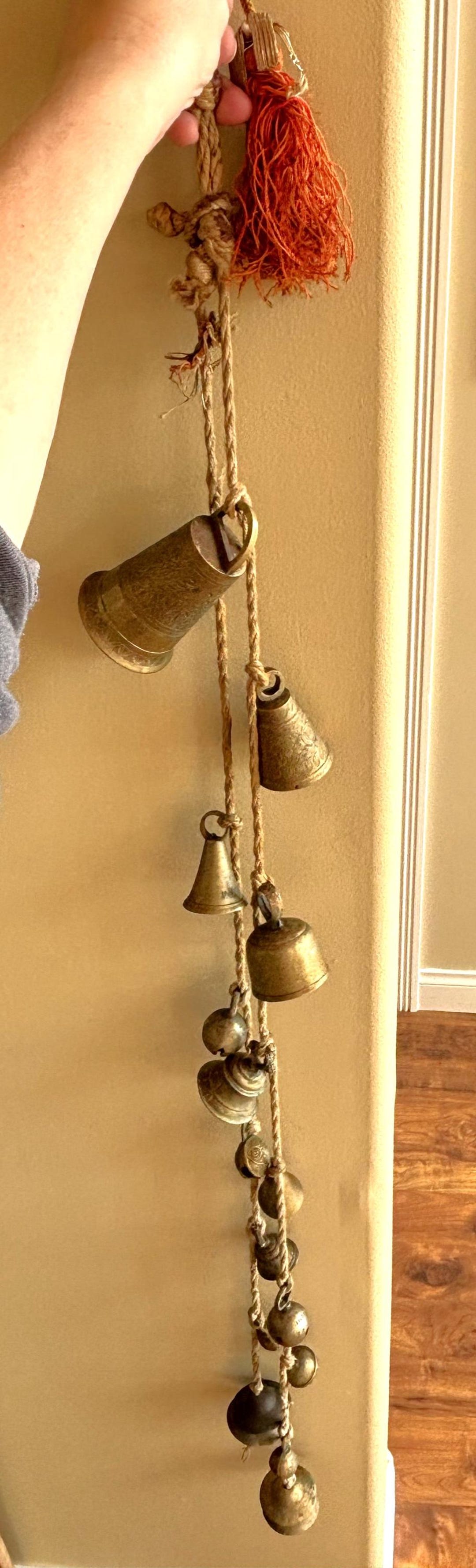 Antique Rope of India Brass Bells Prayer Temple Bells Numbered Bear ...