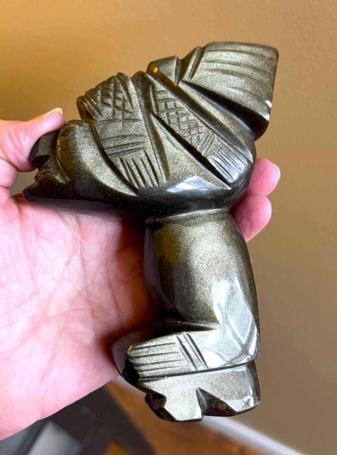 Vintage Hand Carved Obsidian Mayan Aztek Figurine 6.25 " Tall - Etsy