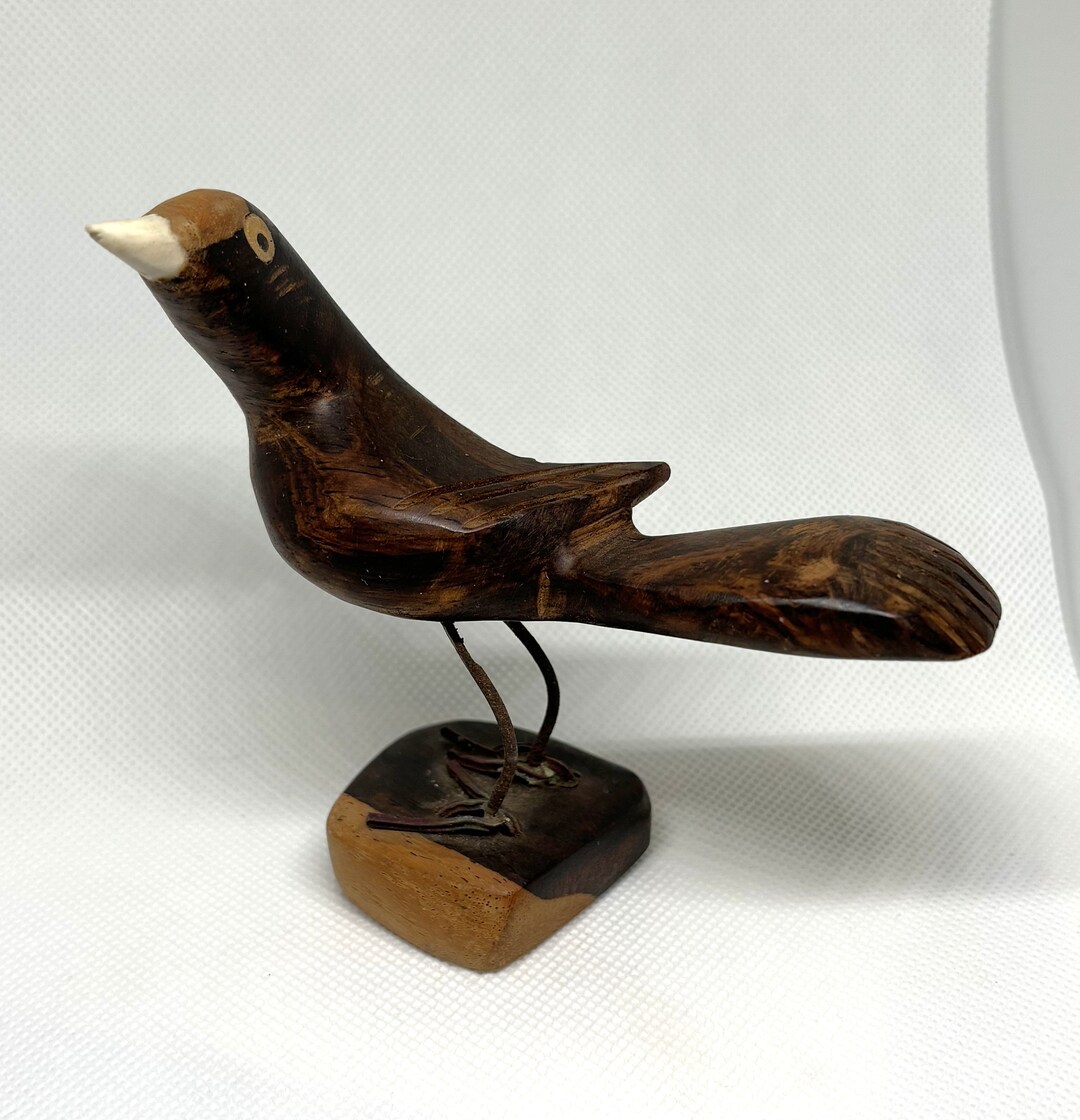 Gorgeous Folk Art Carved Wood Bird Figurine With Metal Legs 4" Tall - Etsy