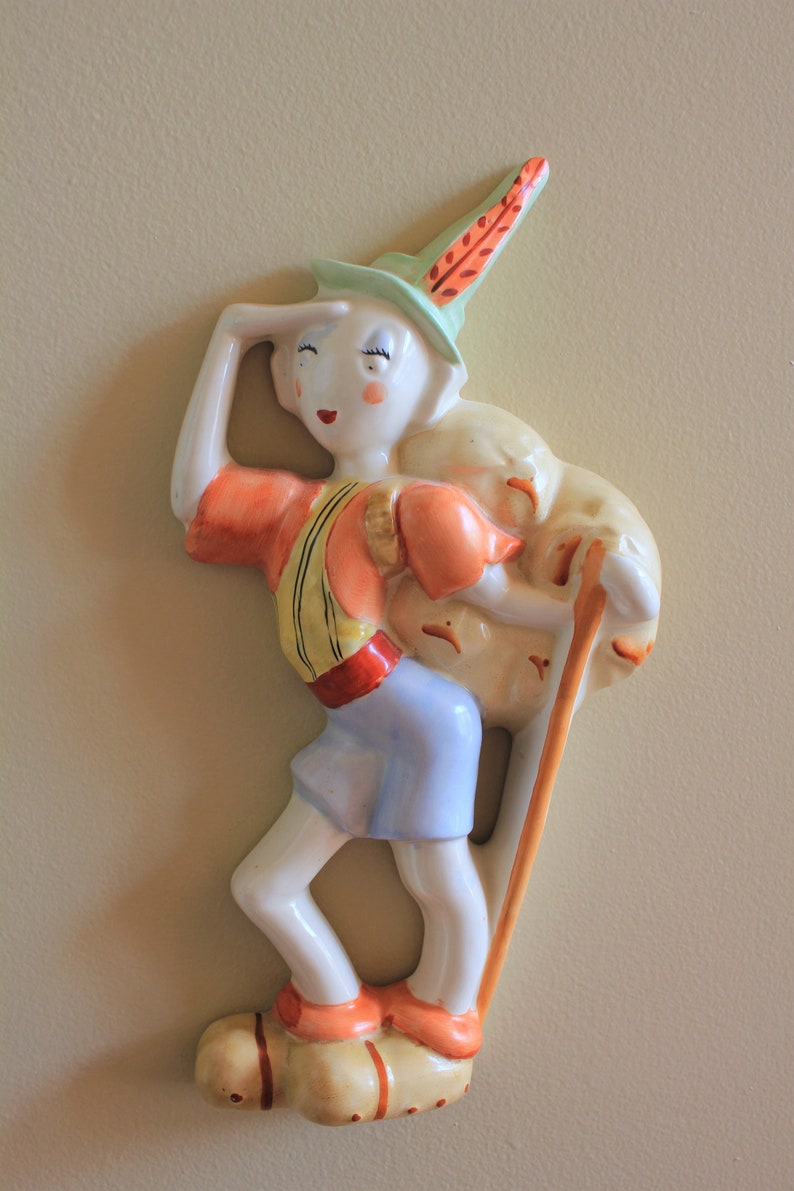 Crown Devon Wall Plaque ‘countries of the World’ Swiss Hiker ( 1 of 6 of the Series) Art Deco ...