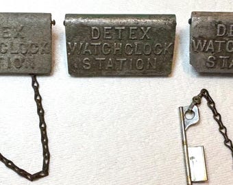 4 Antique Detex Watch Clock Station Security Watchman’s Box With Key - Etsy