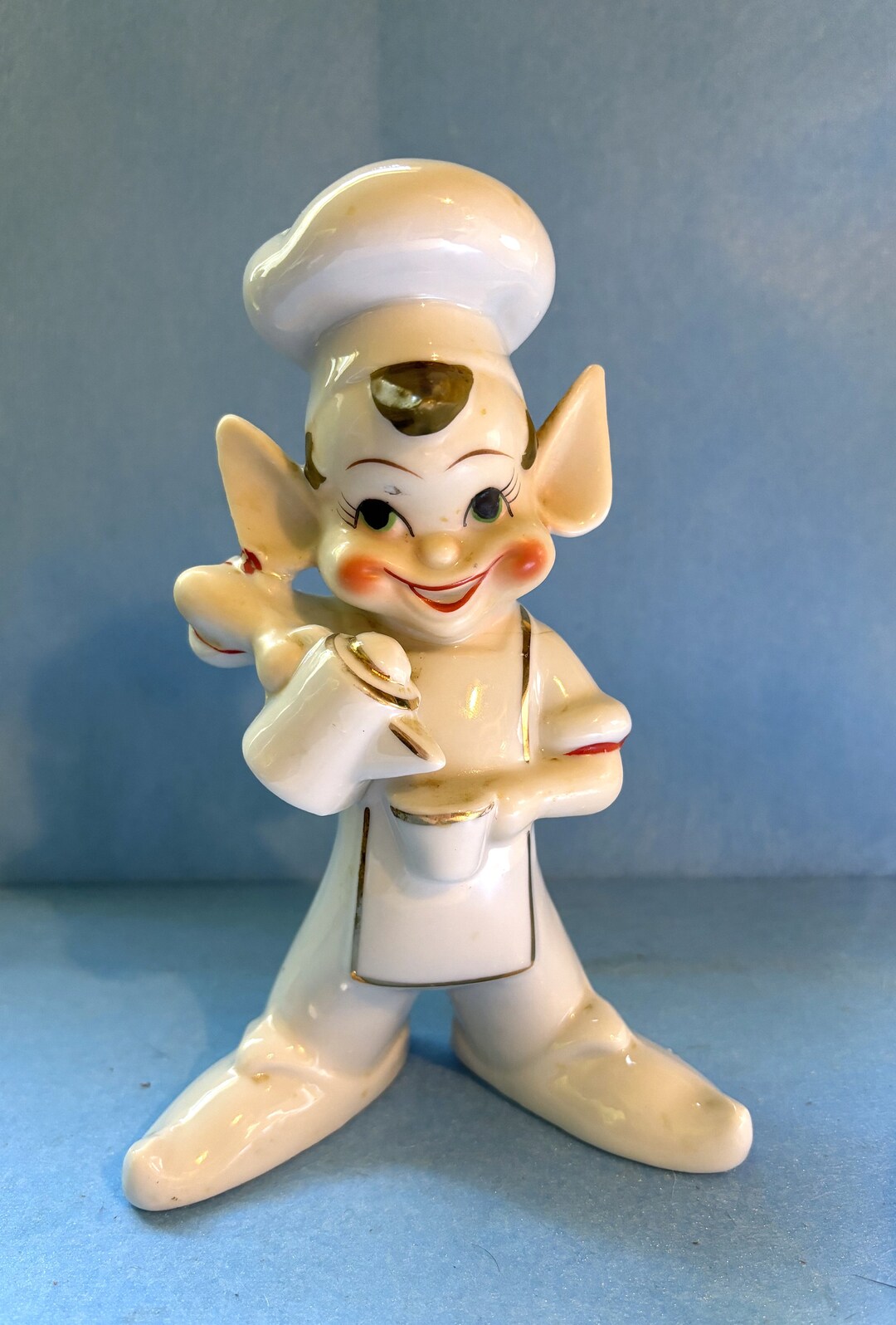 RARE 1930's / 40's Snap Crackle & Pop? Ceramic Elf Pixie Pouring Coffee ...