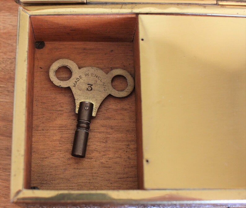 Antique Art Deco Exotic Brass Music Box, Circa 1920's With Key Plays ...