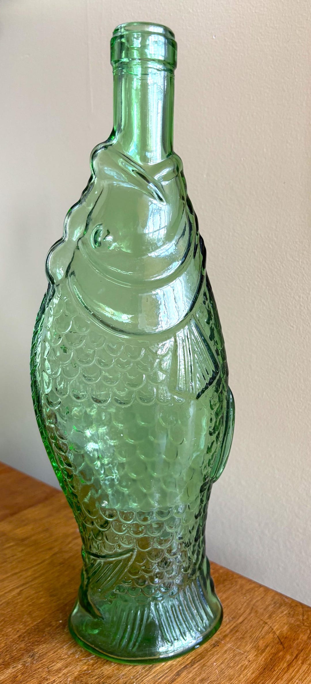 Vintage Italian Green Glass Fish Shaped Liquor / Wine Bottle 13" Tall ...