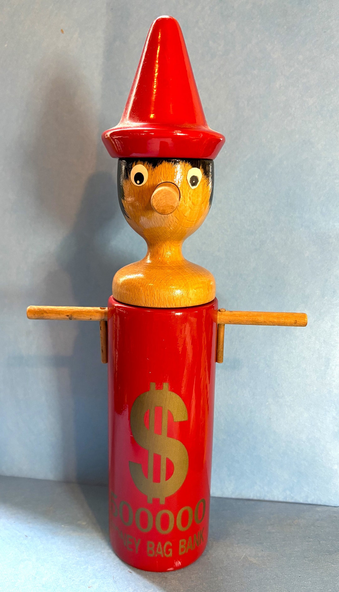 Vintage Wooden Pinocchio Coin Piggy Bank Made in Italy 12 Inches Tall ...