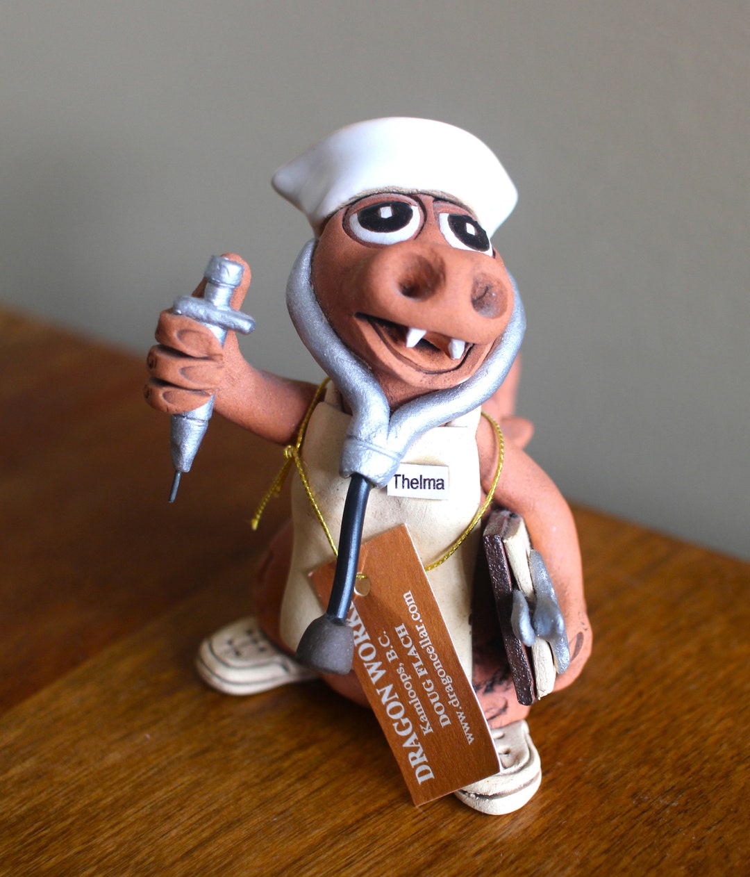 Dragon Works Clay Nurse Dragon Signed Doug Flach With Tag FREE SHIPPING ...