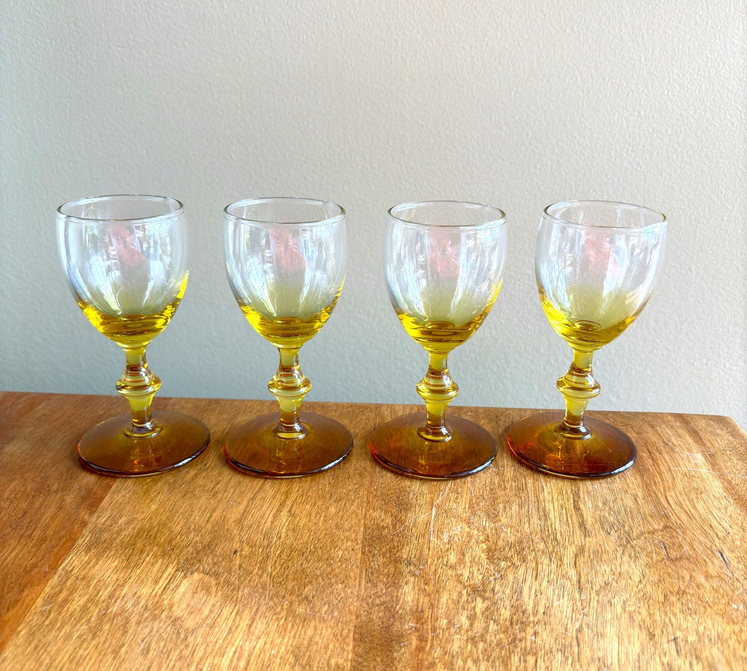 Vintage Set of 4 Libbey Georgian Forever Amber Port / Small Wine ...