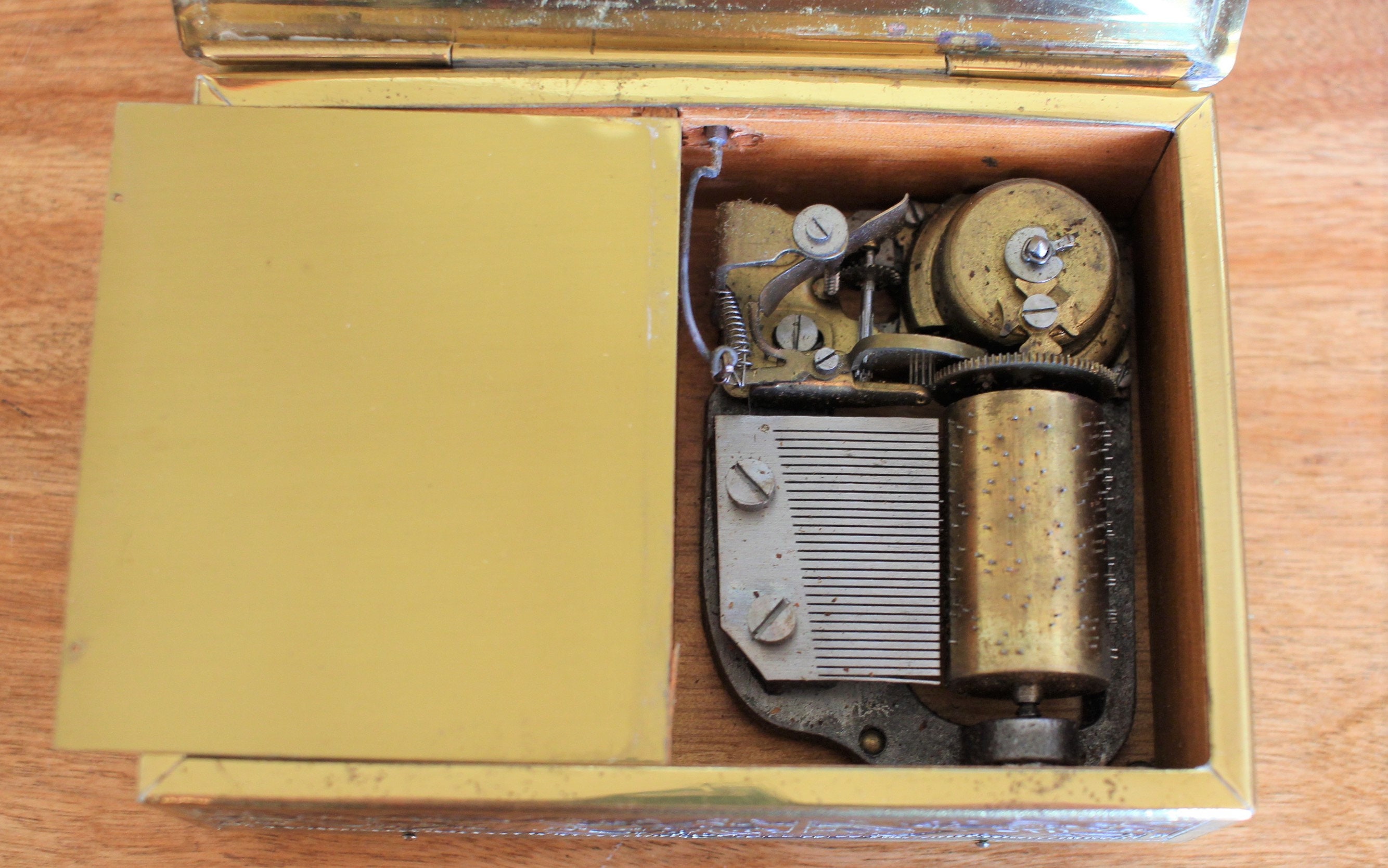 Antique Art Deco Exotic Brass Music Box, Circa 1920's With Key Plays ...