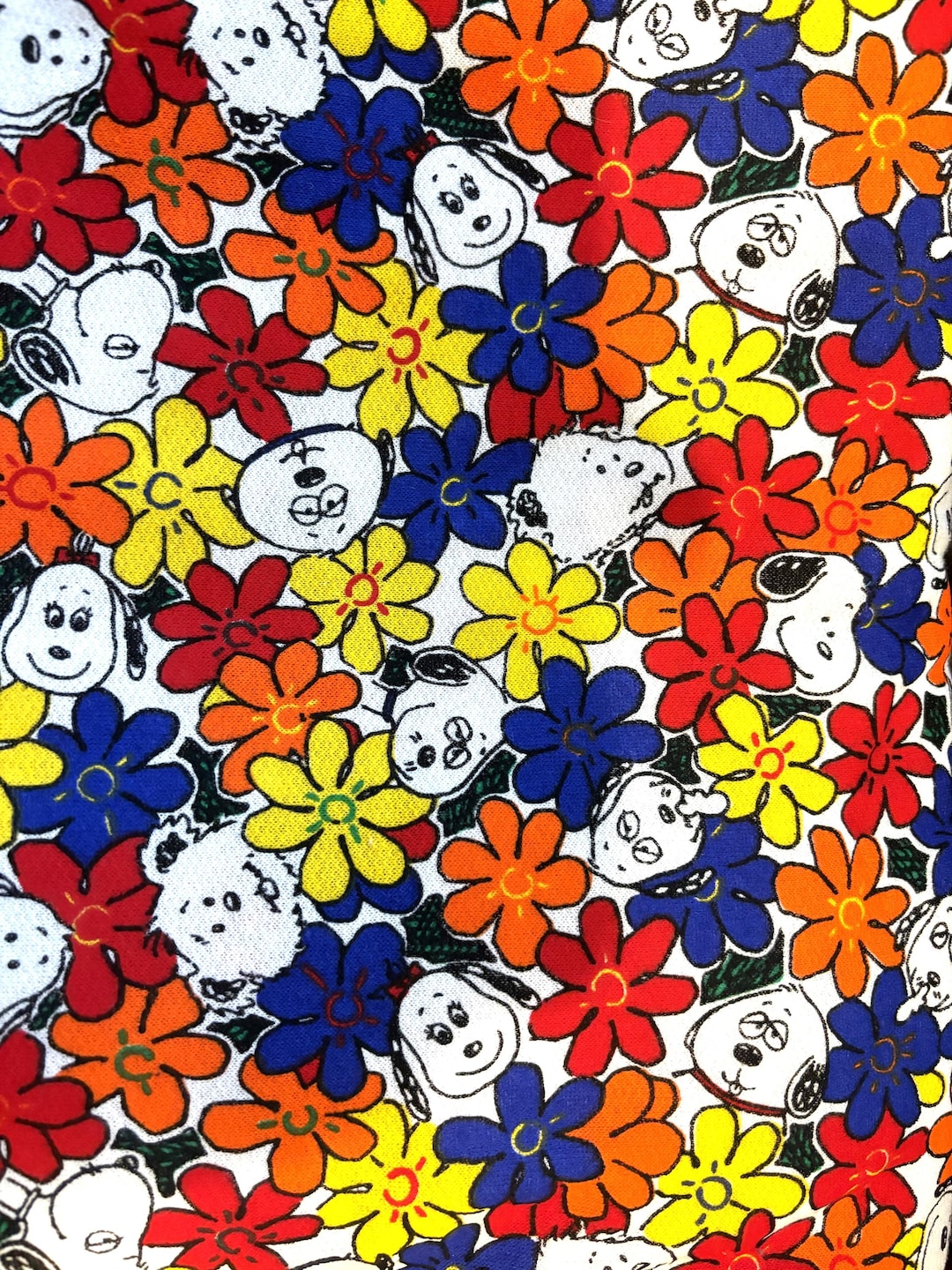 Rare Peanuts Print Fabric Snoopy Colorful Fleece Lined 34 X 60 " United ...