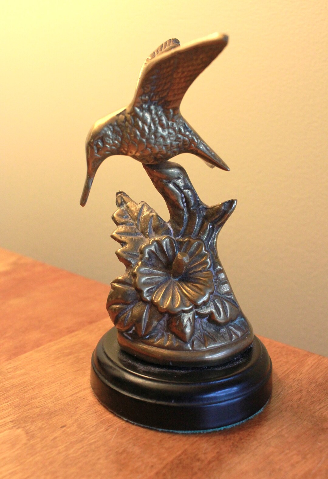 Vintage Brass Hummingbird & Hibiscus Flower on Stand Made in Korea JJJ ...