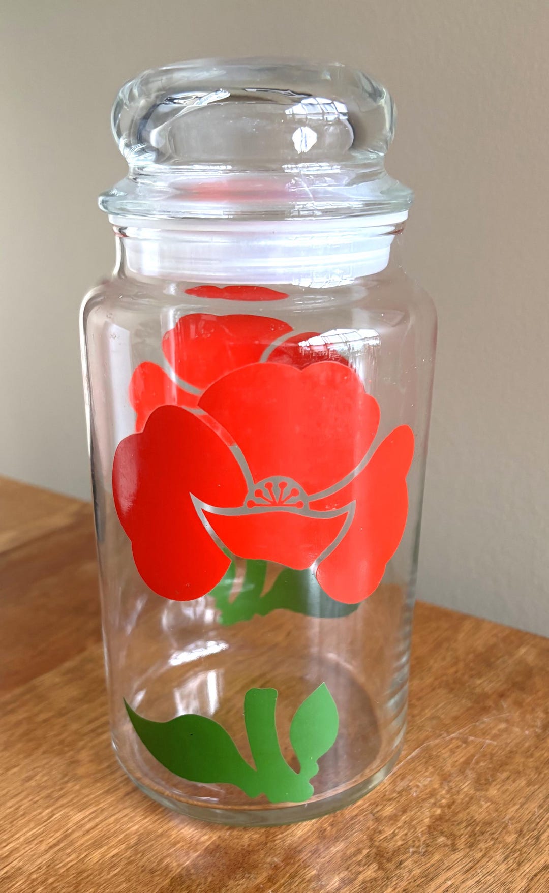 Anchor Hocking Foxy Flower/red Poppy Canister Candy Jar With Lid ...