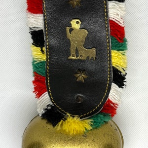 Vintage German Floral Brass Souvenir Cow Bell With Brass Man & Dog ...