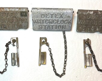 4 Antique Detex Watch Clock Station Security Watchman’s Box With Key - Etsy