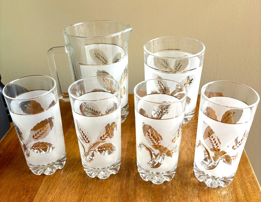 Mid Century Gold Wheat Lemonade Glasses Set by Covetro Italy With ...