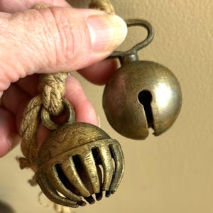 Antique Rope of India Brass Bells Prayer Temple Bells Numbered Bear ...