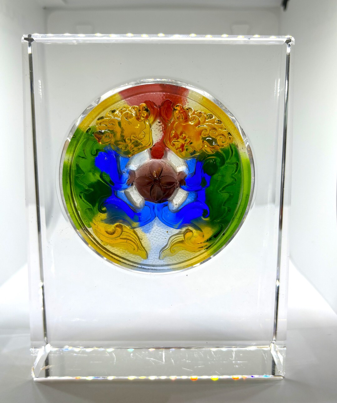 Rare Vintage Chinese Art Glass Lazurite Dragon Paperweight Sculpture ...