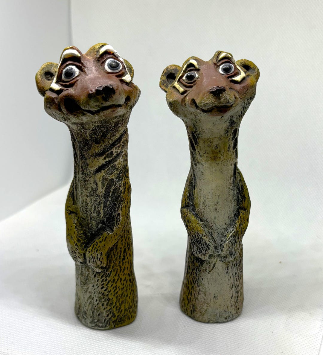 Adorable Meerkat Pair Figurines Sculptures Heavy Resin 5.25 Inches Tall ...