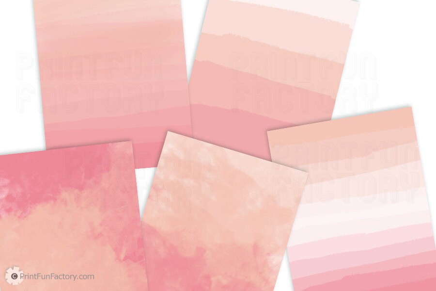 Ombre Digital Paper Coral and Peach Watercolor Backgrounds - Etsy