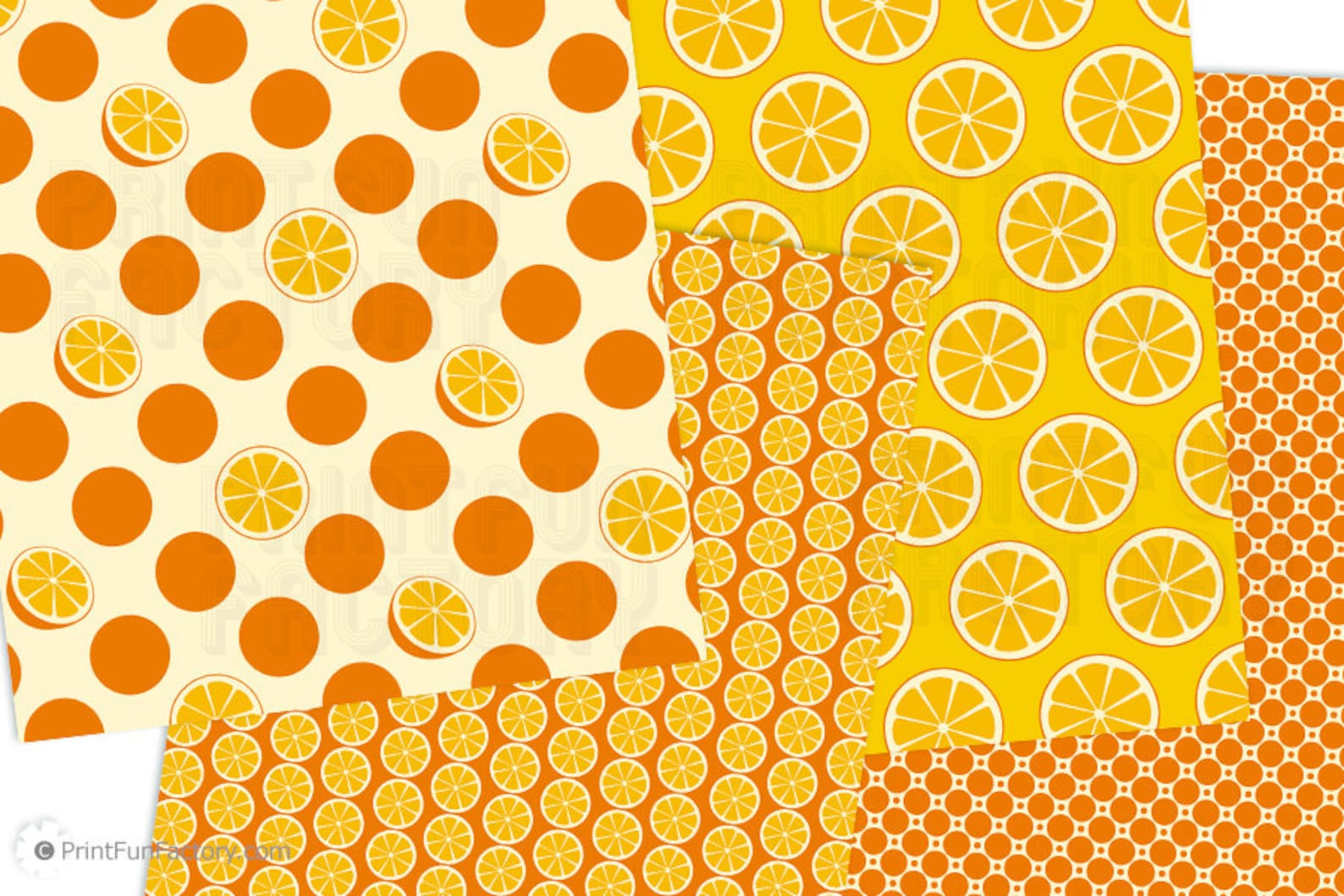 Oranges Digital Paper - Fruit Background Sunny Orange Dots Patterns ...