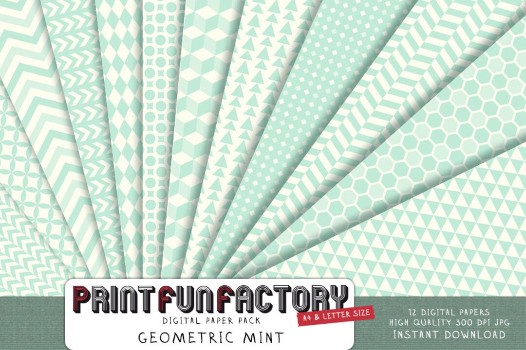 Mint Geometric Digital Paper - Background Paper Digital Mint Green Soft ...